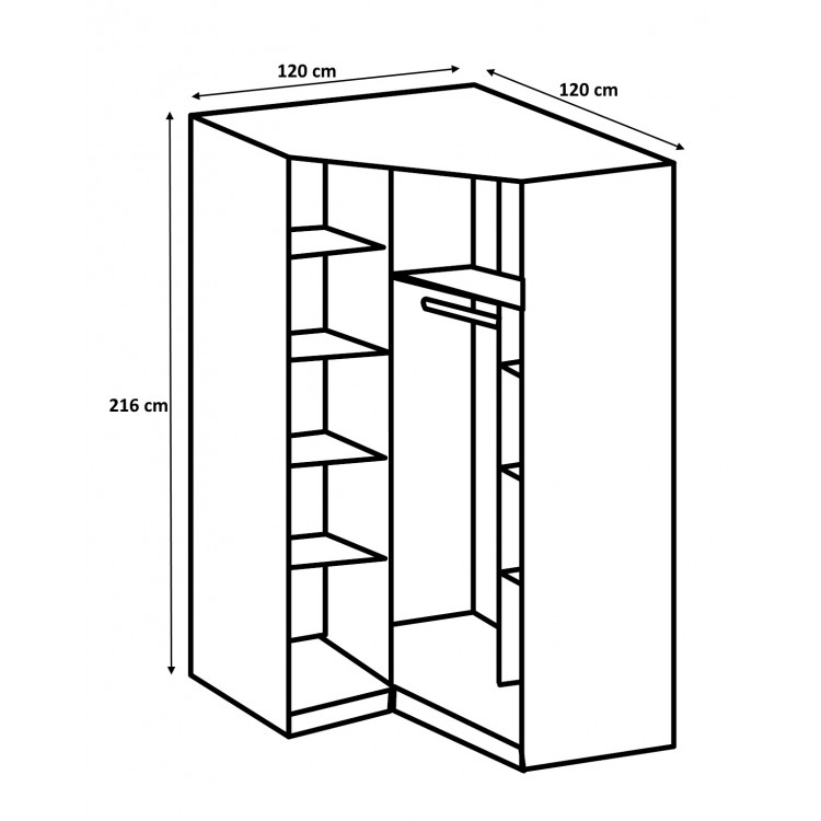 Armoire d'angle contemporaine blanc/verre gris Rotterdam