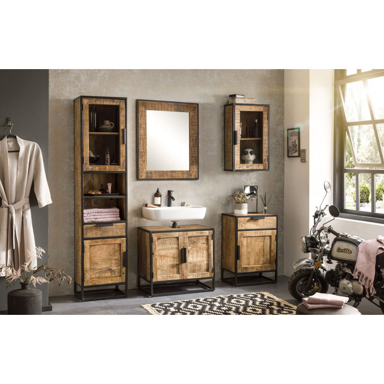 Colonne de salle de bain industrielle en bois de manguier massif ...