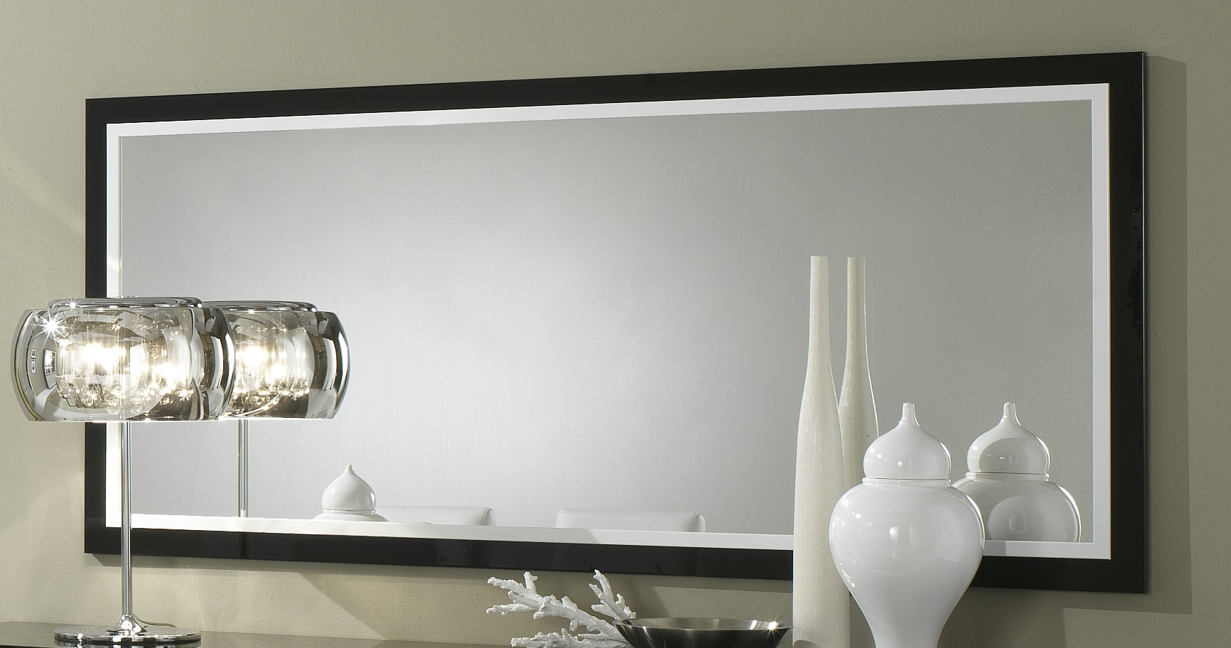 Miroir rectangulaire de salle à manger design laqué blanc et noir ...