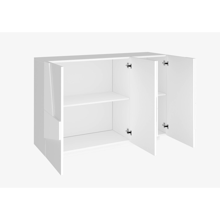 Buffet/bahut moderne 120 cm blanc laqué brillant Pittsburgh