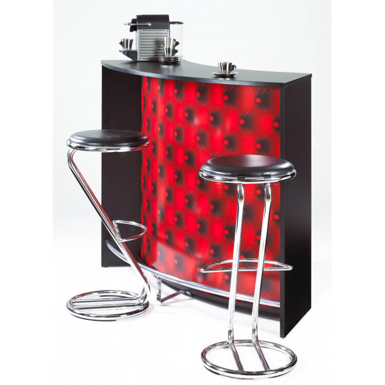 Bar design noir imprimé Capiton rouge Miami | Matelpro