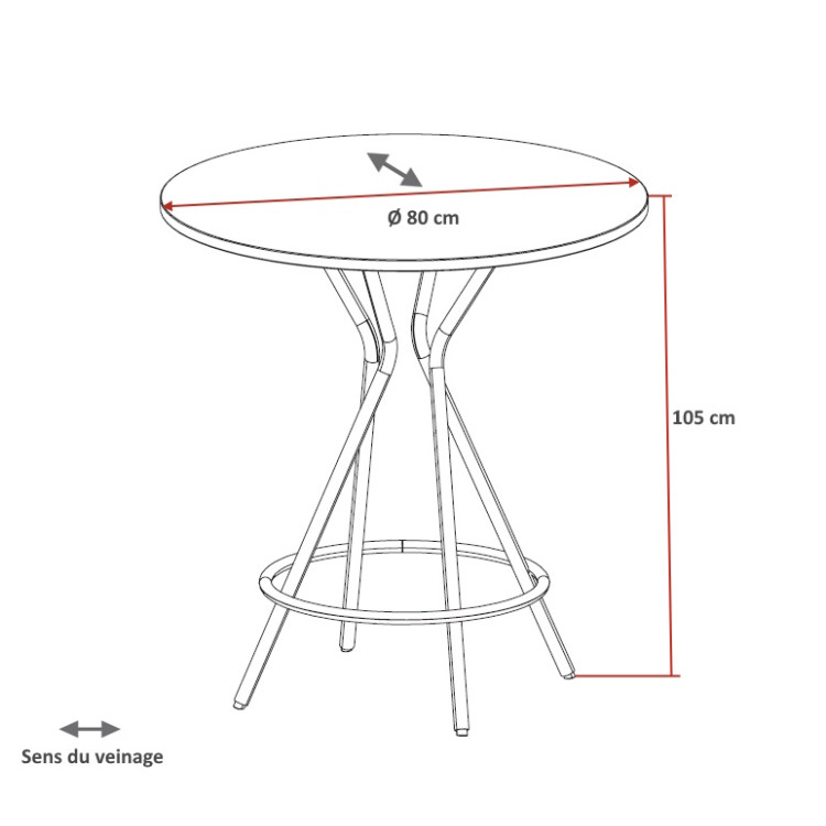 Table haute ronde de réunion avec repose-pieds Yaelle