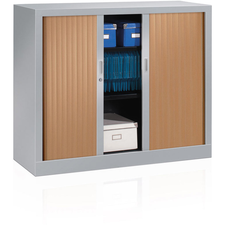 Armoire basse de bureau à rideau en métal Svenja