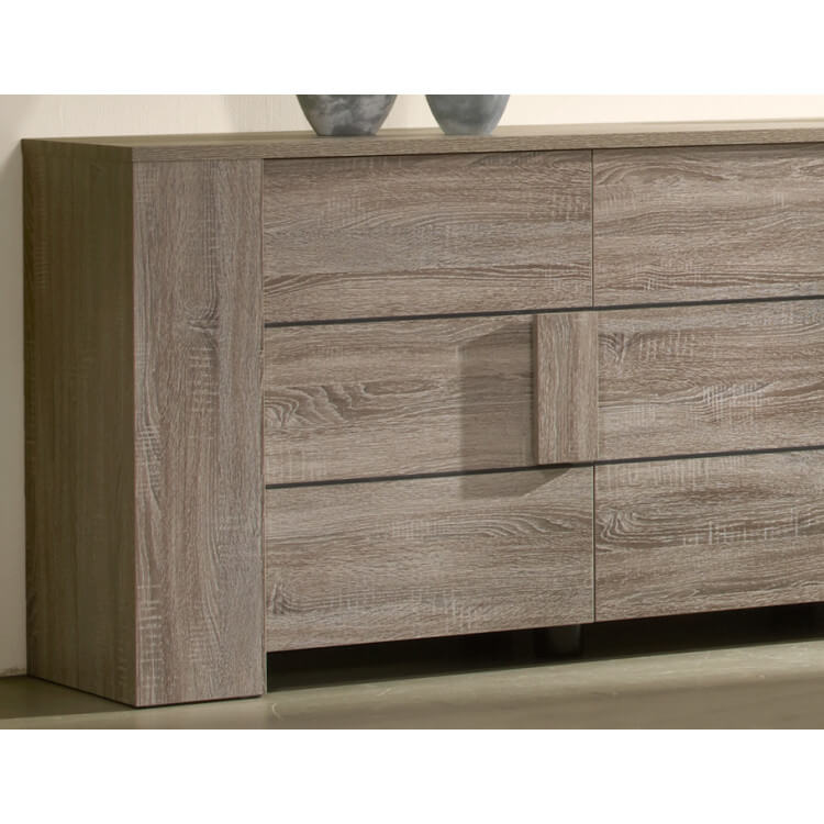 Buffet/bahut contemporain 3 portes coloris Truffe Simon