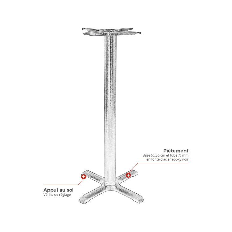 Pied de table de bar de restaurant 56x56 en métal noir Sybil