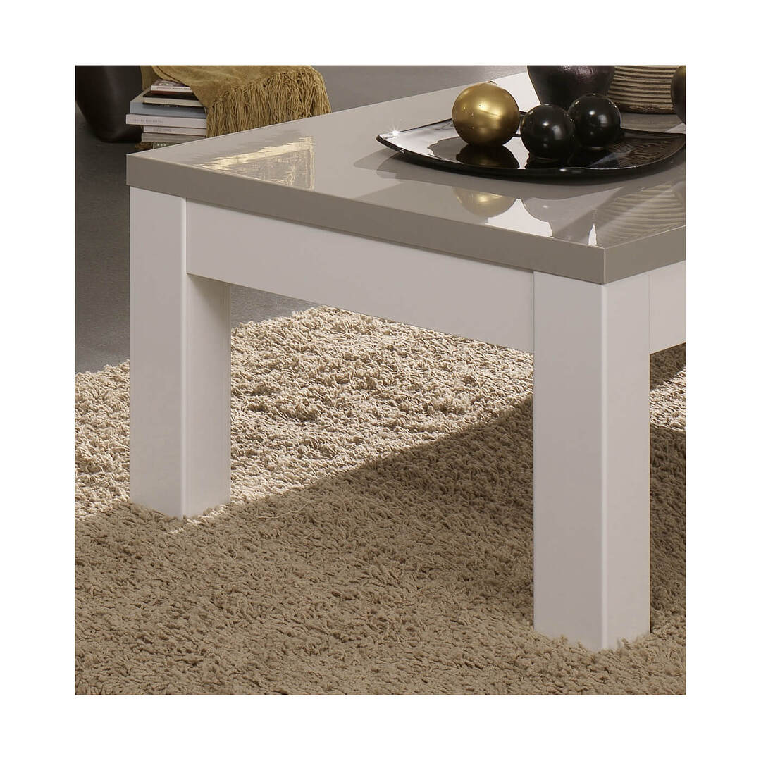 Table basse rectangulaire design laquée blanche et grise Jewel | Matelpro