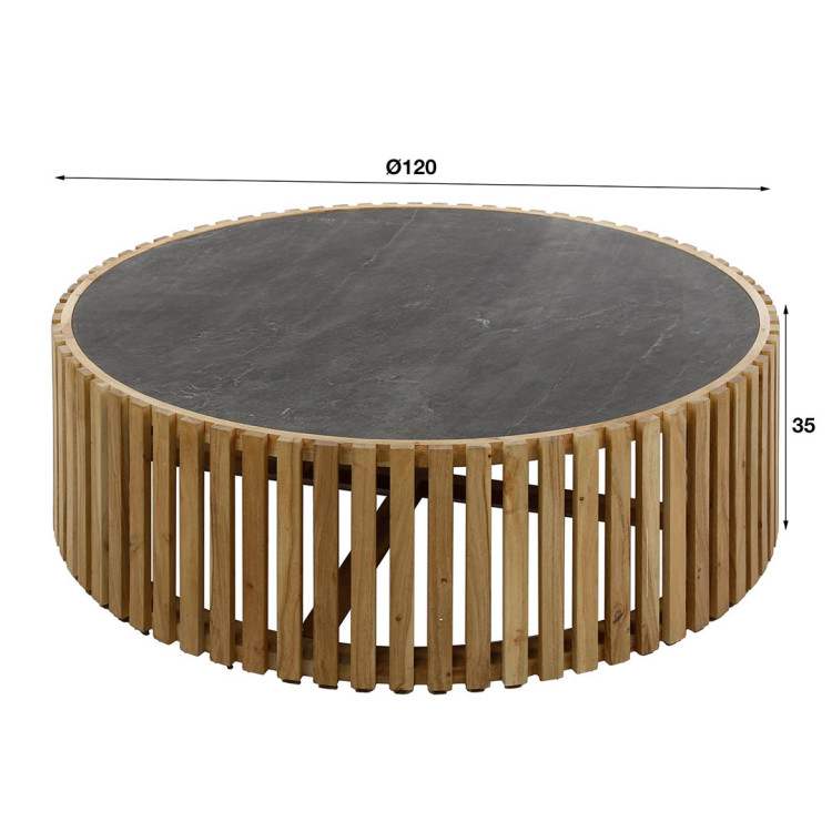 Table basse ronde en acacia massif naturel Julia