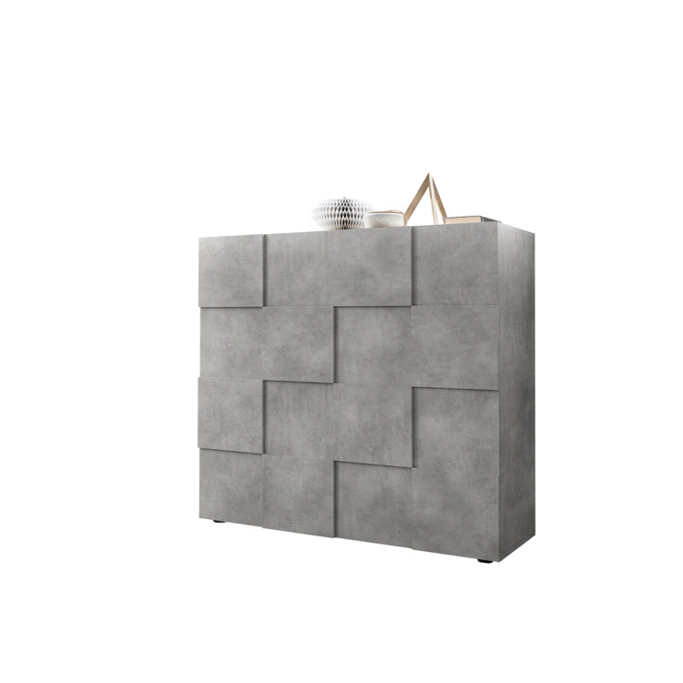 Buffet haut moderne 2 portes gris béton Milenor