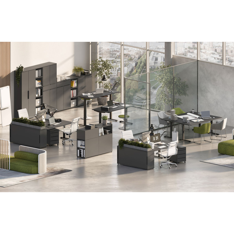 Bureau d'angle réglable en hauteur graphite Maily