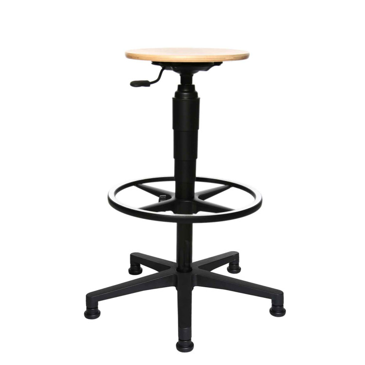 Tabouret d'atelier ergonomique assise en hêtre sur patins Sixty