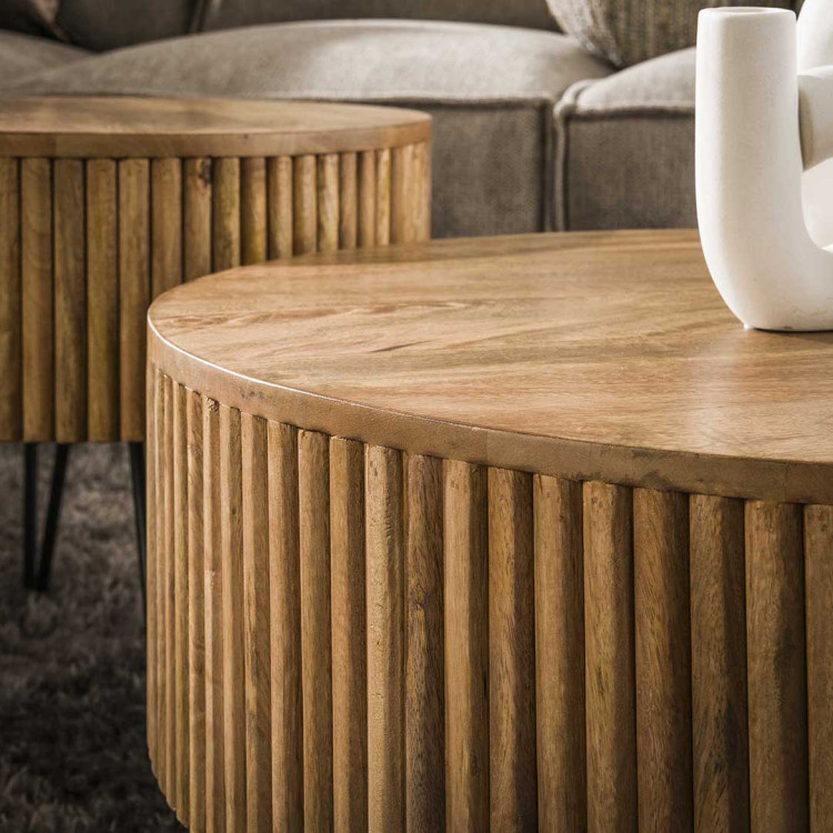 Tables basses rondes en manguier massif massif Horizon (lot de 2)