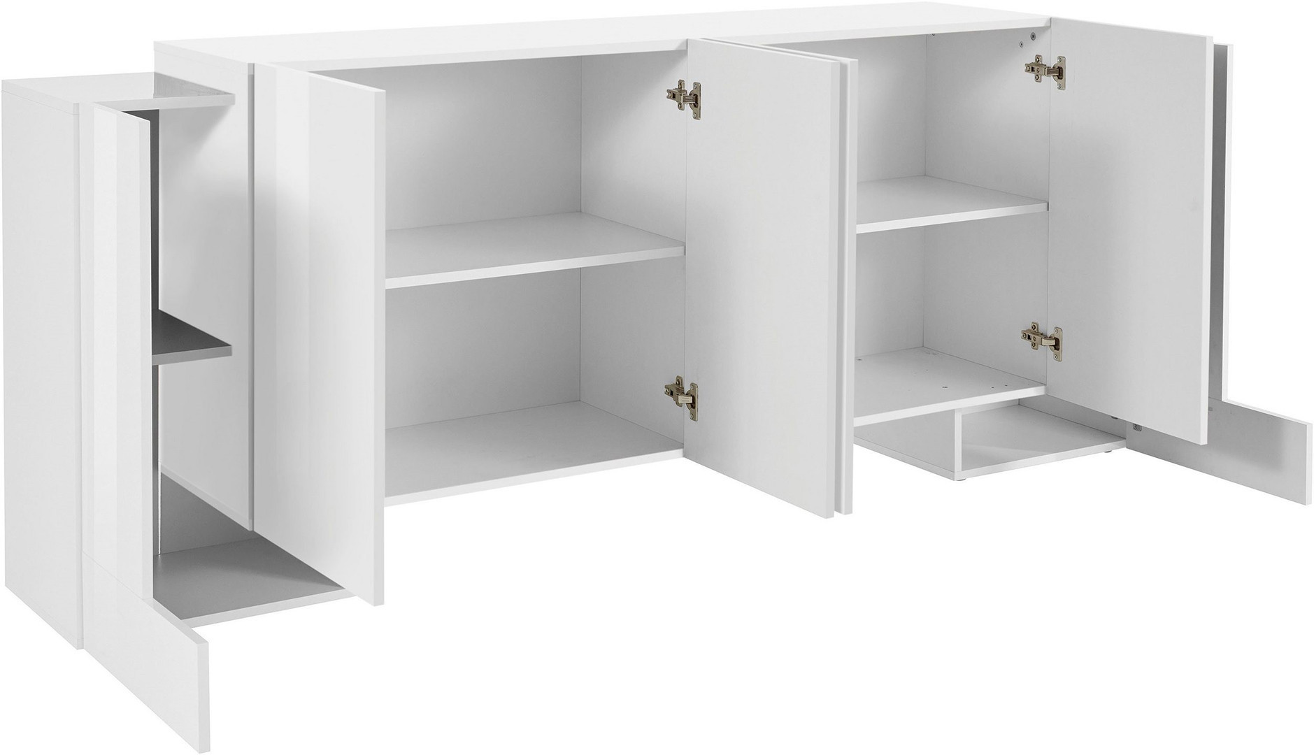 Buffet/bahut moderne 210 cm blanc laqué brillant Gisela