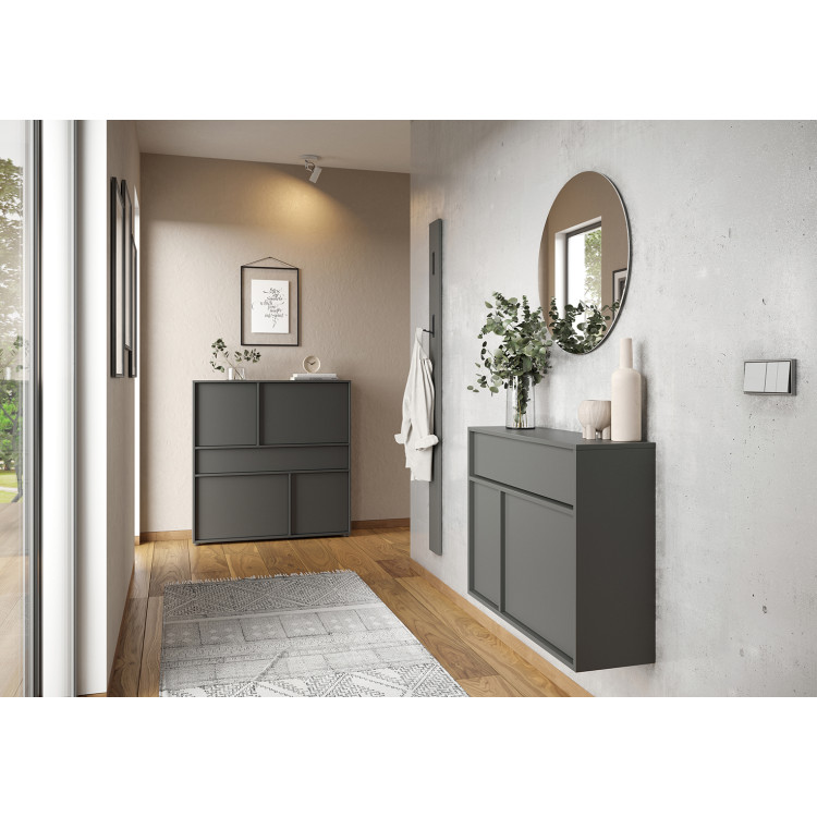 Meuble d'entrée suspendu moderne 83 cm coloris graphite Alesine