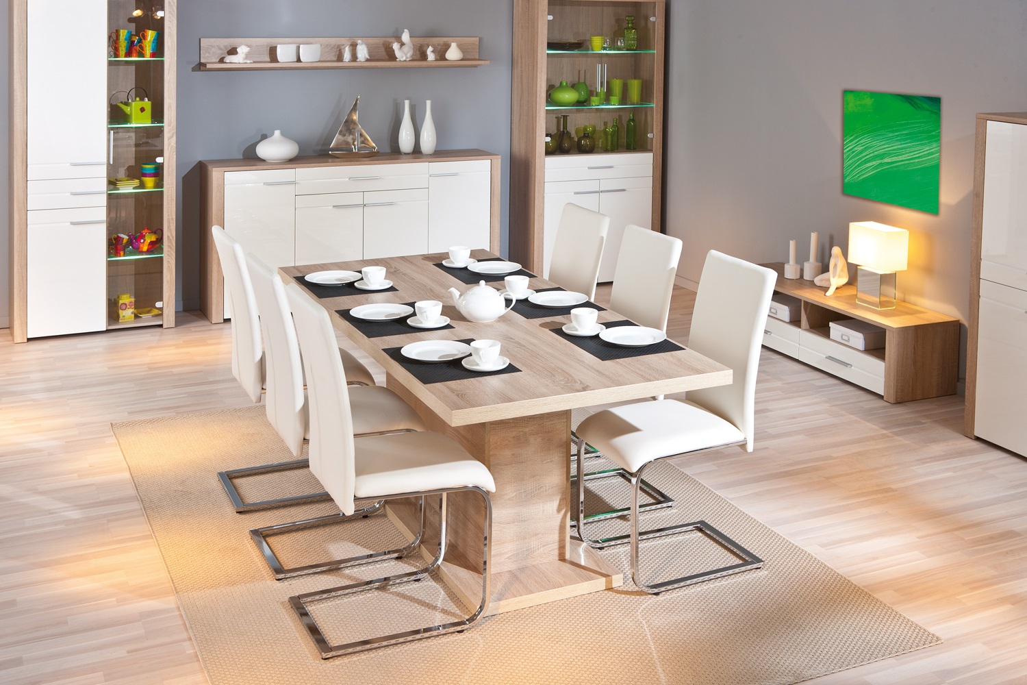 Table de salle à manger rectangulaire contemporaine chêne sonoma ...