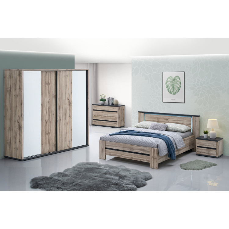 Armoire adulte contemporaine portes coulissantes chêne canada Elza