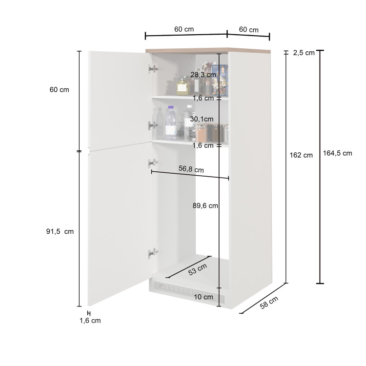 Meuble pour frigo encastrable 60 cm anthracite mat/béton Solena