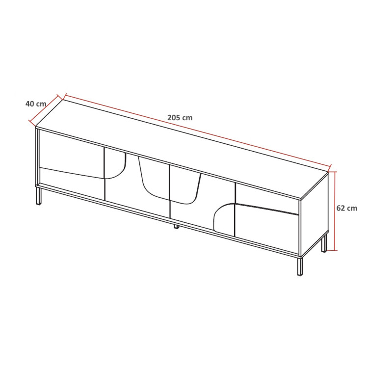 Meuble TV moderne 205 cm coloris cachemire Stella