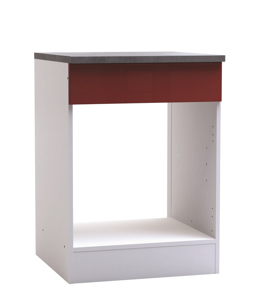 Meuble de four contemporain blanc mat/rouge brillant Cyrius | Matelpro