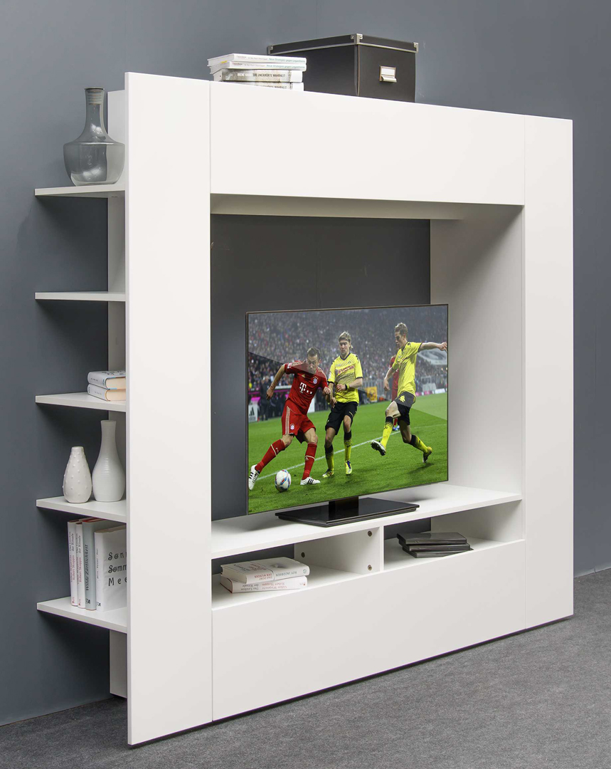 Banc TV design coloris blanc Cezanne