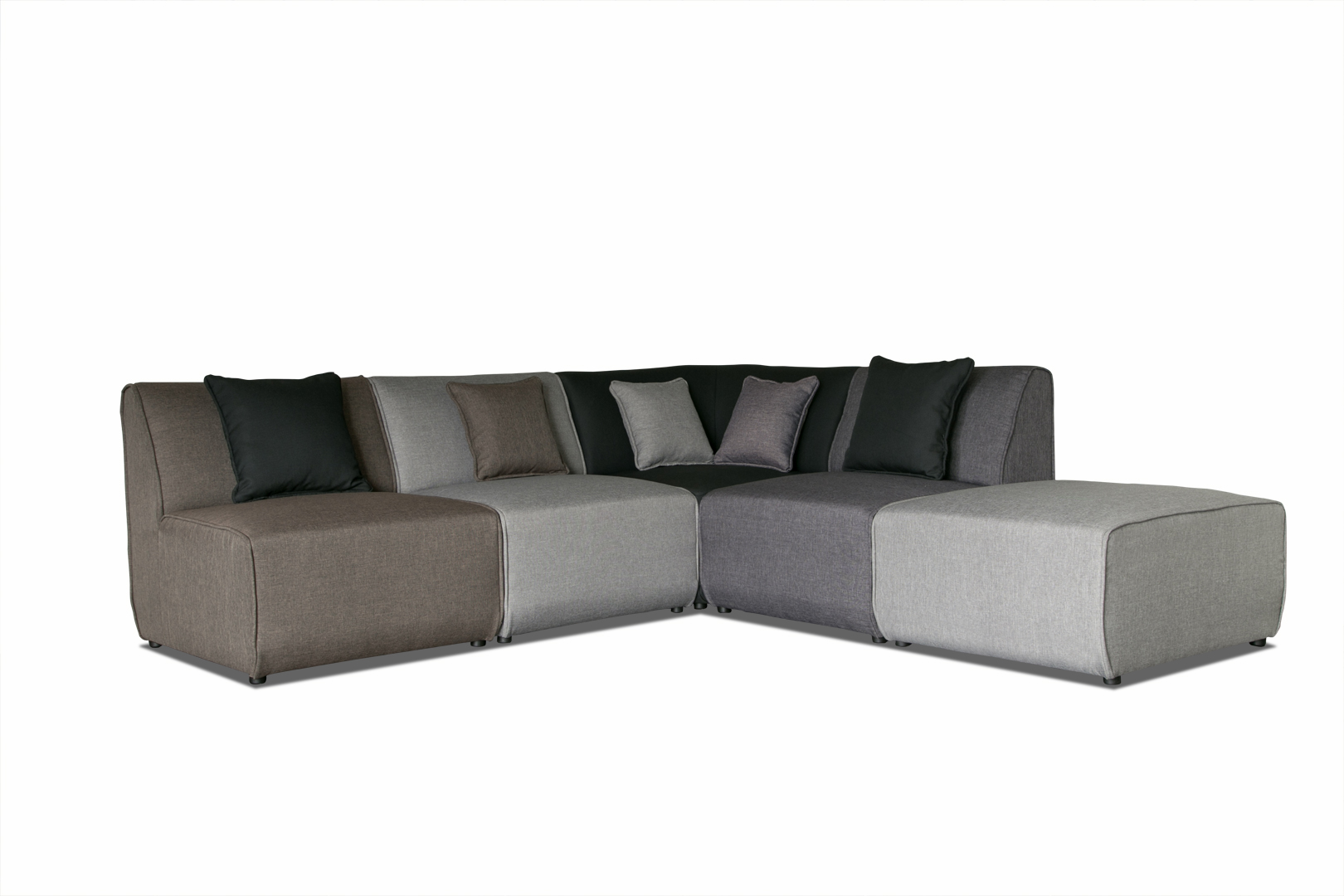 Canapé d'angle modulable contemporain en tissu multi-gris Oracio | Matelpro