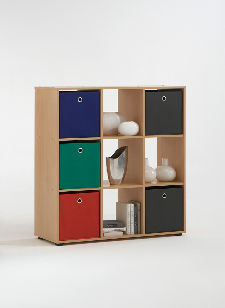 Etagère de séparation contemporaine 9 casiers coloris hêtre Elba