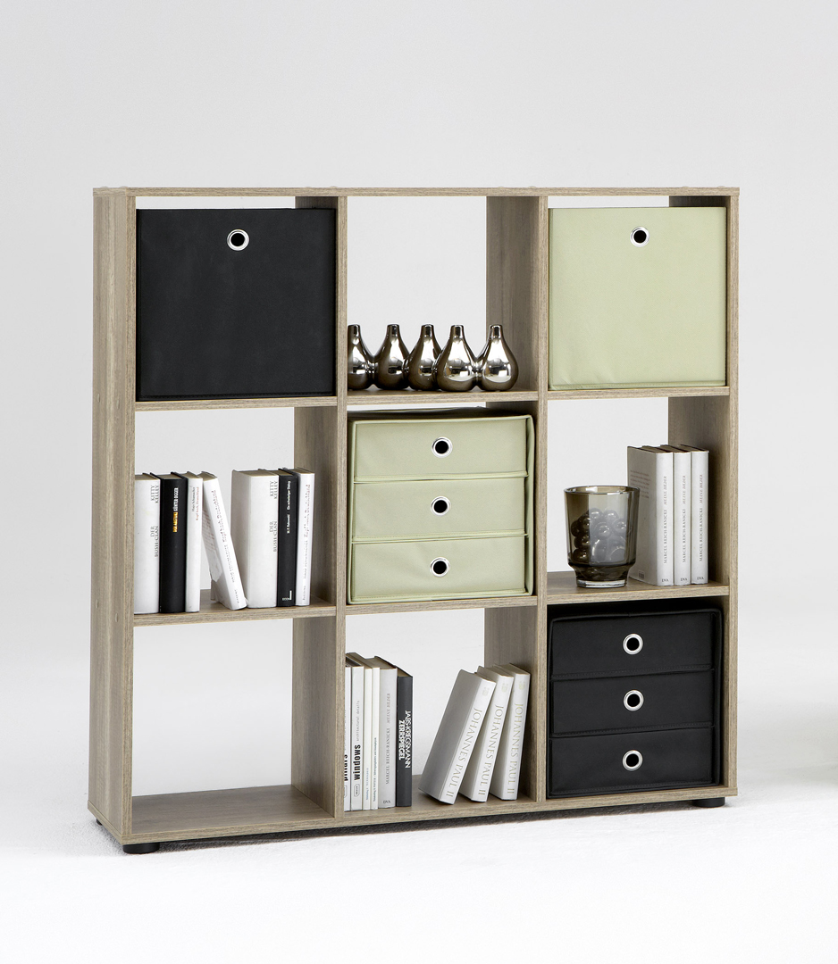 Etagère de séparation contemporaine 9 casiers coloris chêne sauvage Elba