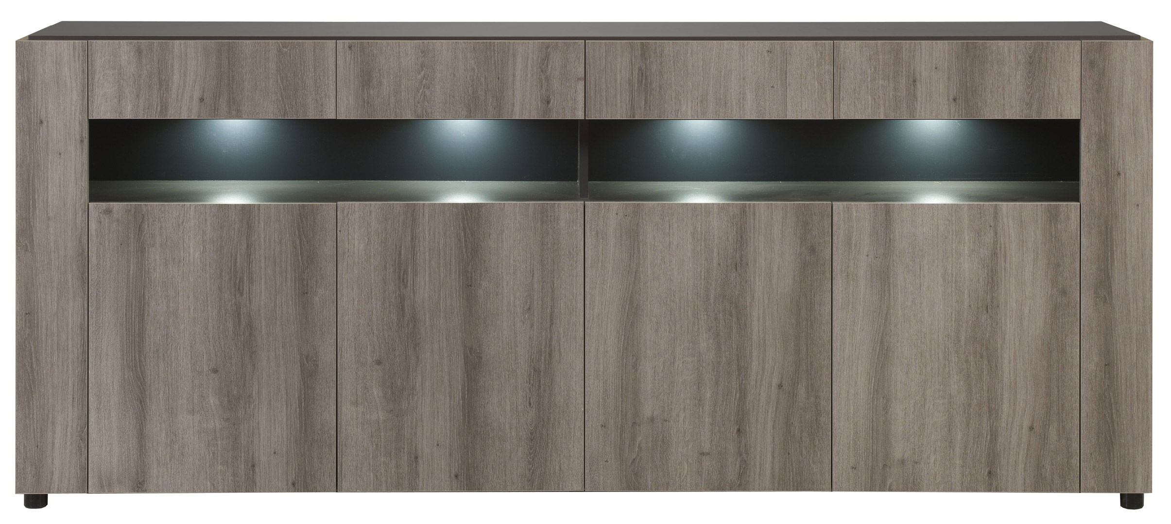 Buffet/bahut contemporain avec éclairage coloris mara/graphite Stella