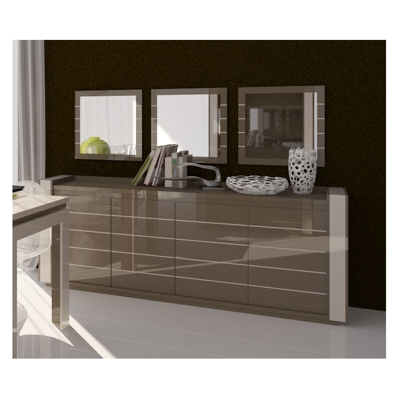 Buffet/bahut design 4 portes coloris latte/cappucino Cedrine