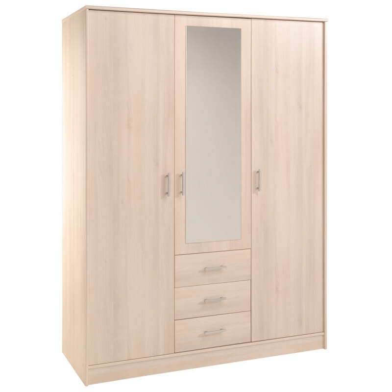 Armoire contemporaine 3 portes/3 tiroirs coloris acacia Vital