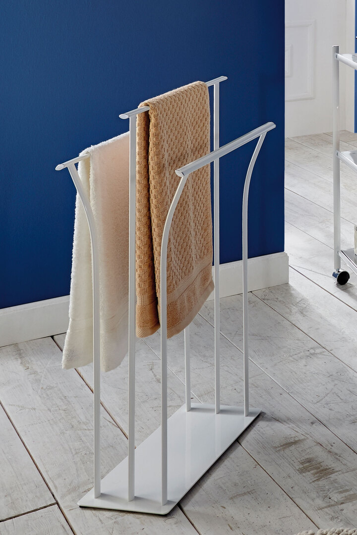 Porte-serviettes design en acier blanc Maurane