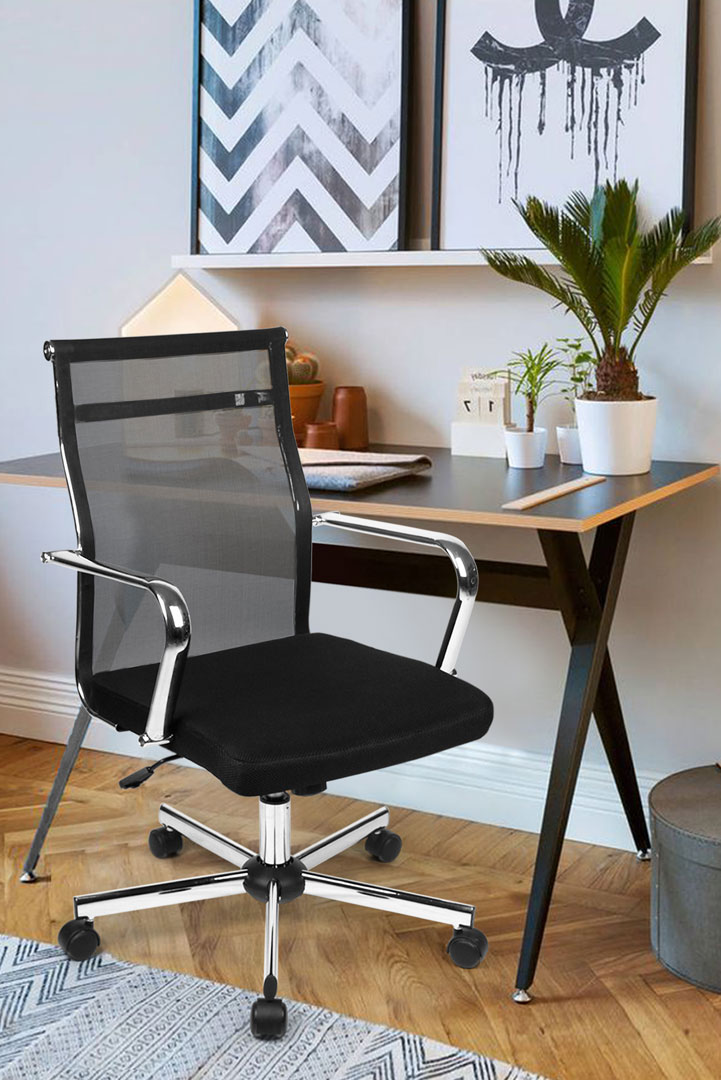 Fauteuil de bureau design en tissu noir Regis | Matelpro
