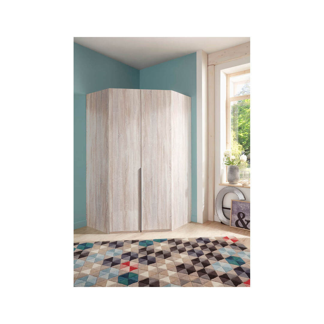 Armoire d'angle contemporaine chêne clair Florida | Matelpro