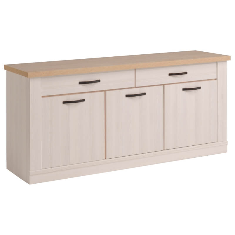 Buffet/bahut contemporain chêne blond/frêne nordique Simon