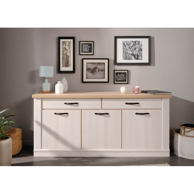 Buffet/bahut contemporain chêne blond/frêne nordique Simon