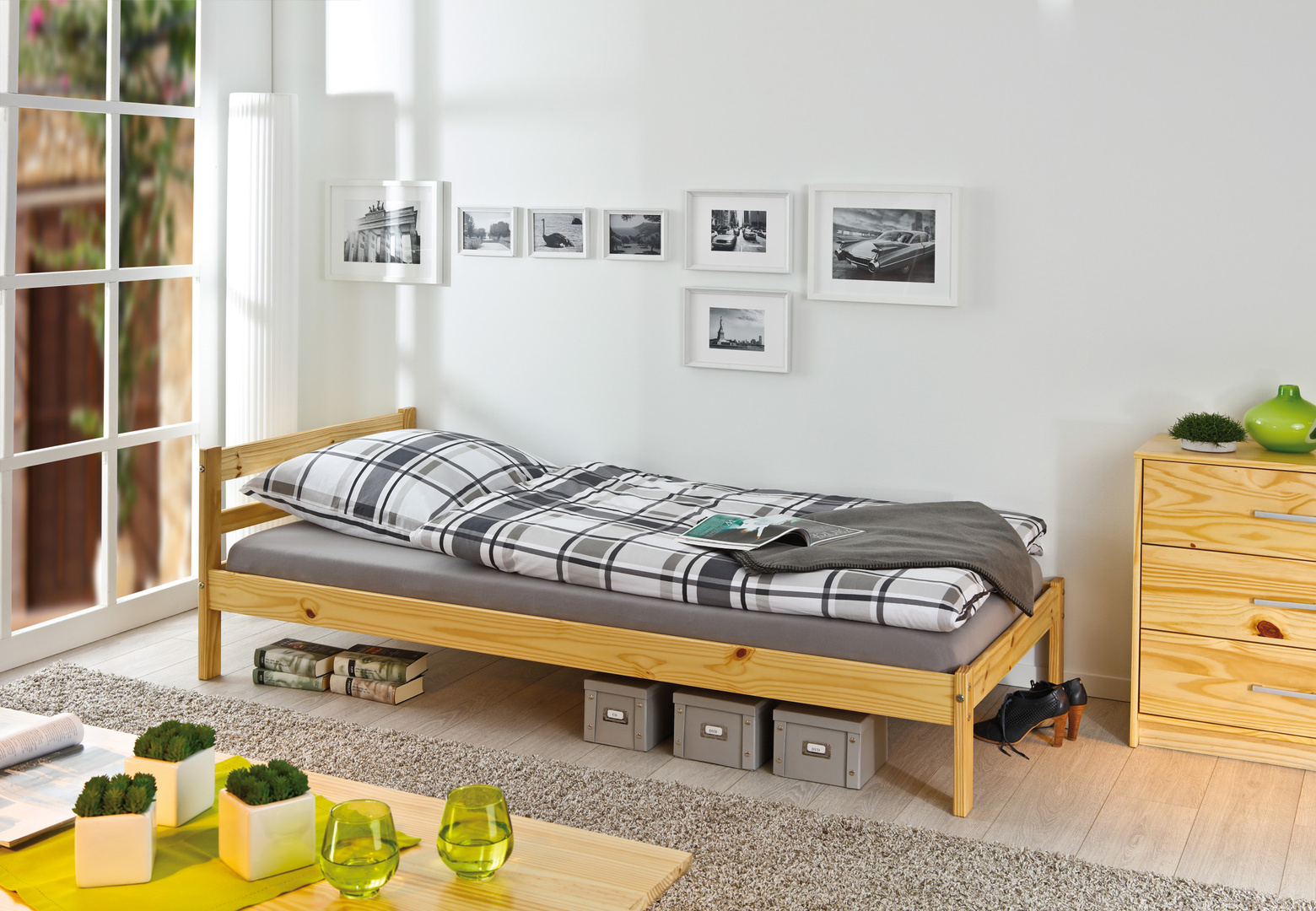 Lit enfant contemporain en pin massif naturel Florie