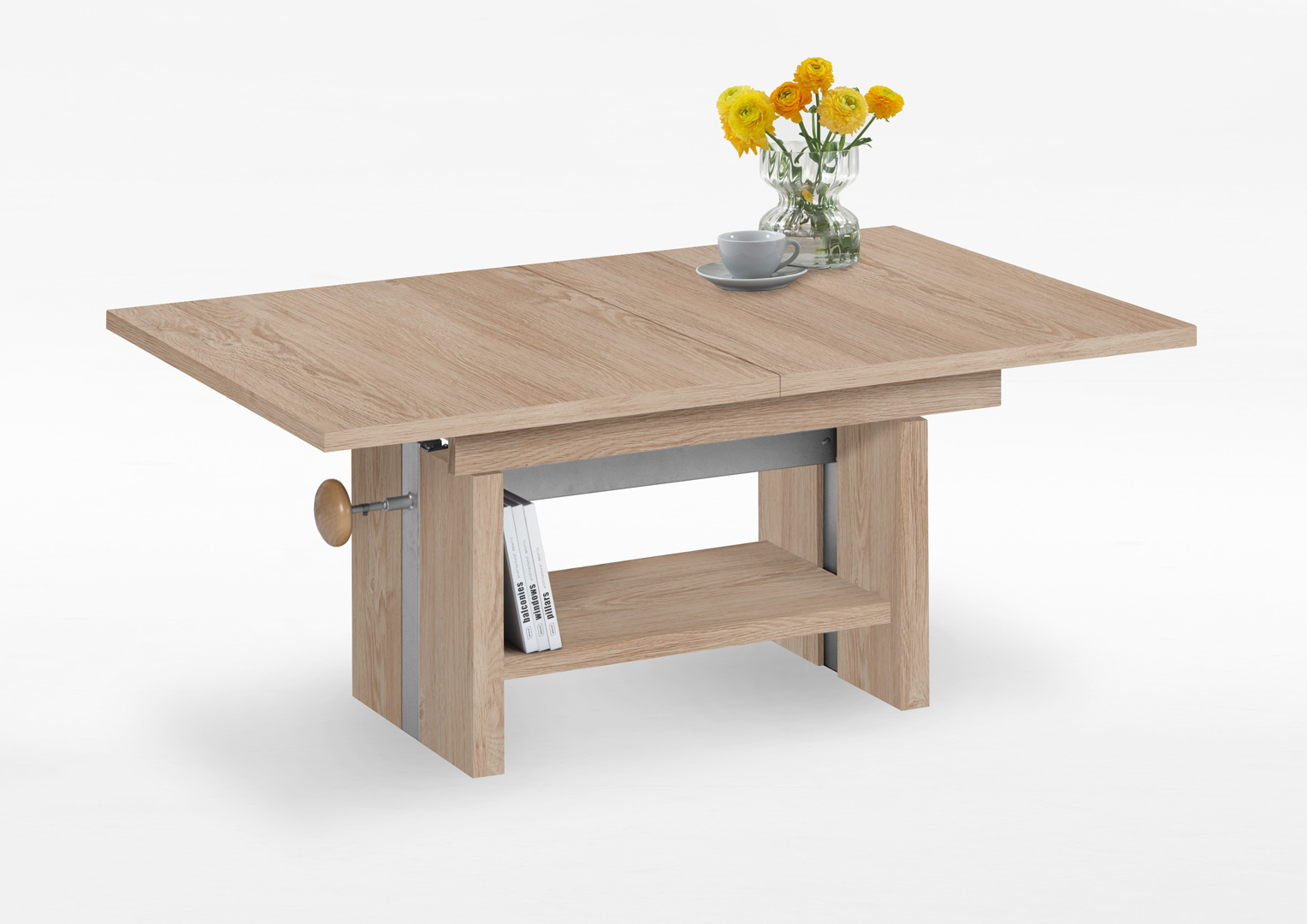 Table basse contemporaine extensible réglable en hauteur coloris chêne ...