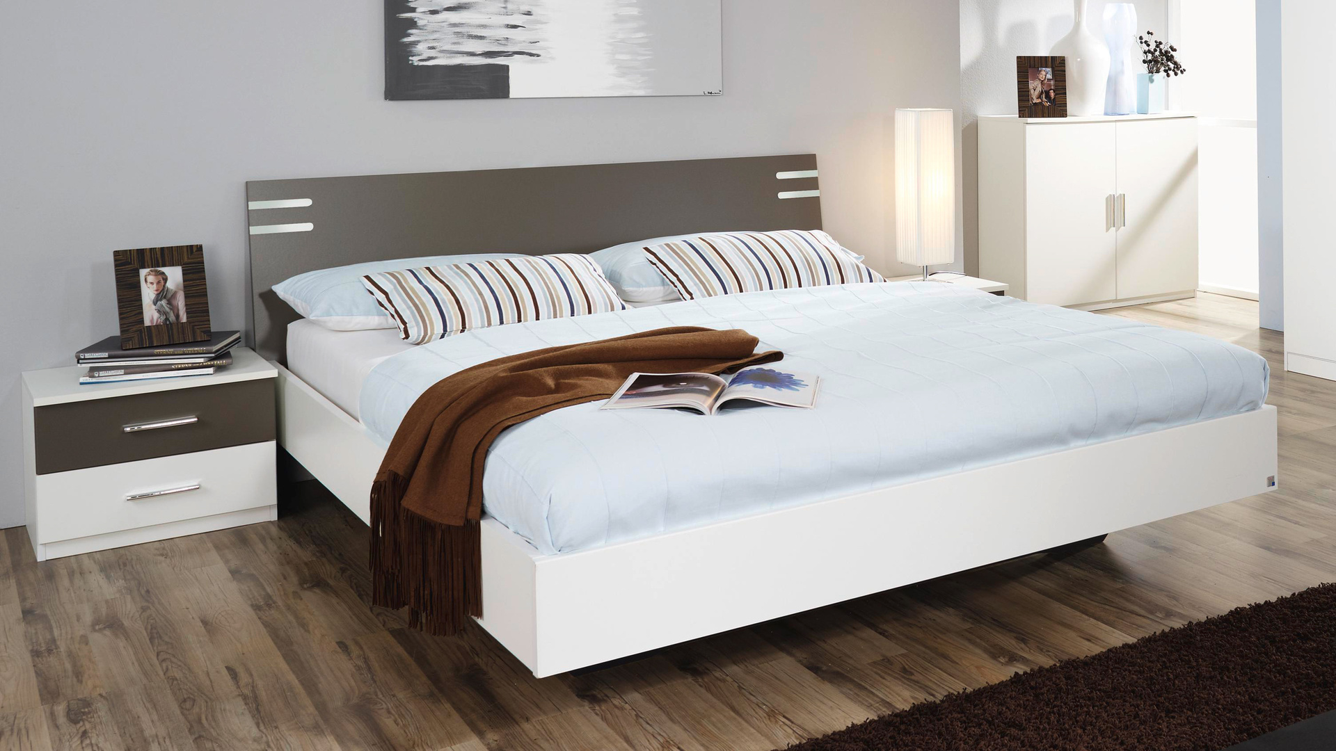 Lit adulte contemporain blanc/gris Mendosa | Matelpro