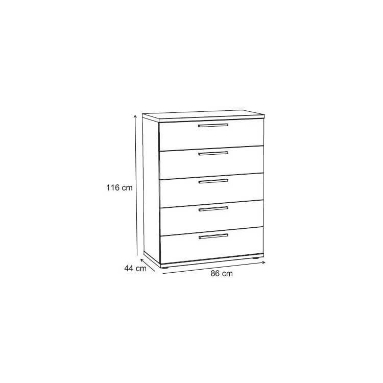 Commode contemporaine haute 5 tiroirs chêne bergerac Svelta | Matelpro