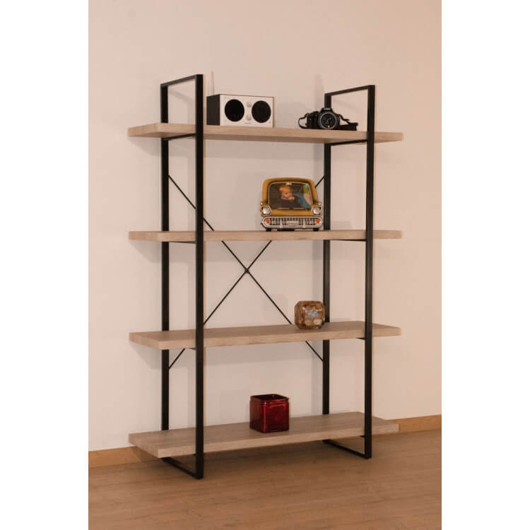 Etagère en métal noir et bois 4 étages Chelby
