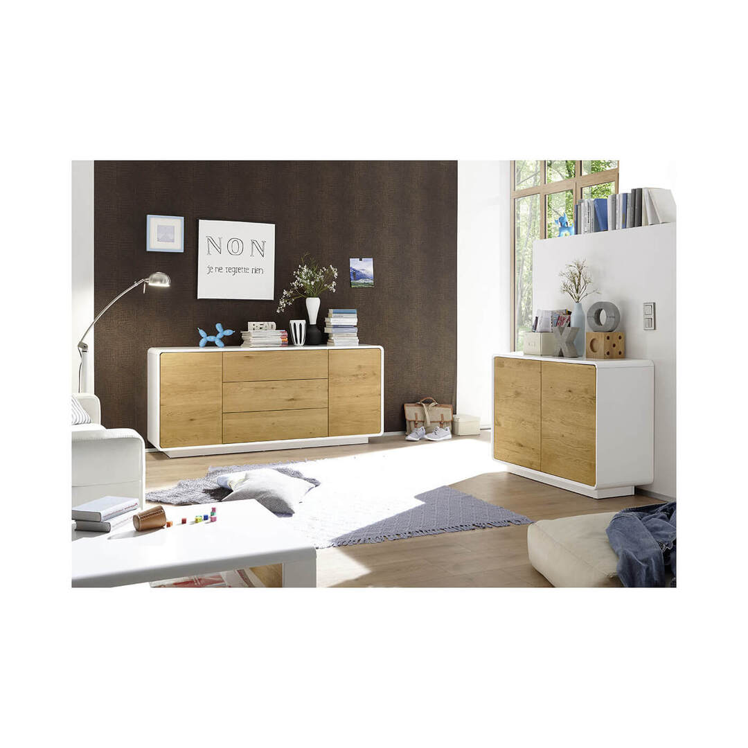 Buffet/bahut moderne chêne/blanc Jenaro | Matelpro