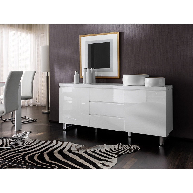 Buffet/bahut moderne blanc laqué 167 cm Rodney