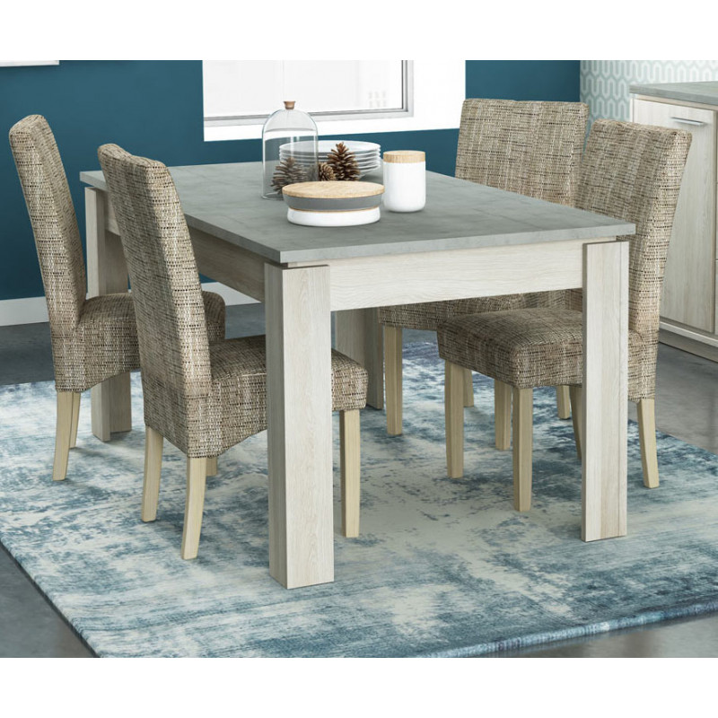 Table de salle à manger contemporaine extensible chêne clair/béton ...