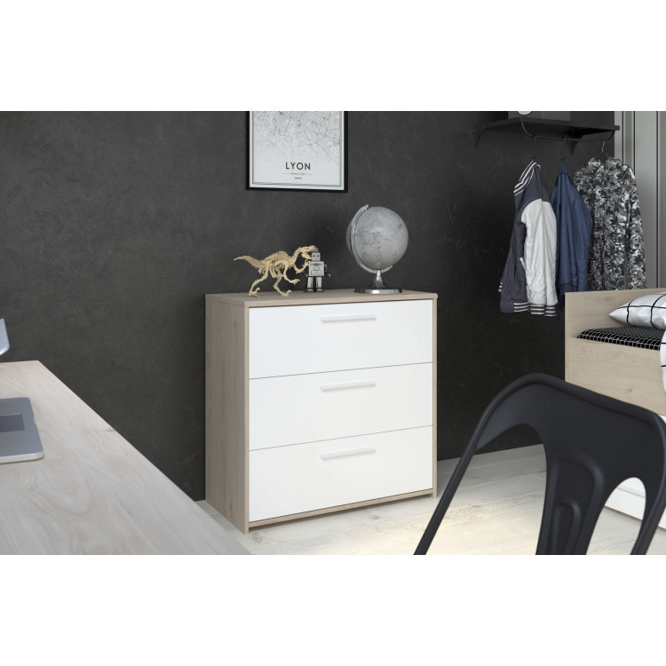 Commode contemporaine chêne clair/blanc Rosa