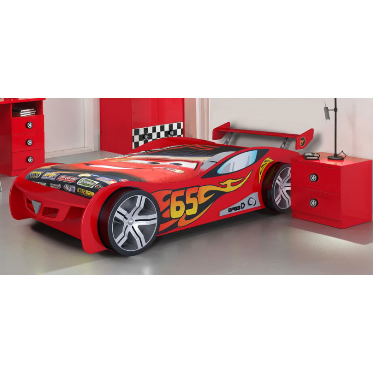Lit voiture enfant moderne rouge Bolid | Matelpro