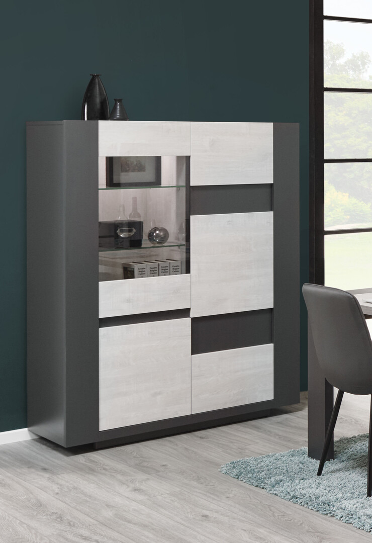 Vaisselier/argentier moderne chêne clair/graphite Mikie | Matelpro