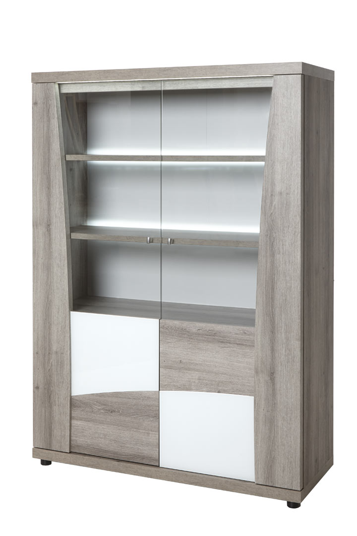 Vaisselier/argentier moderne chêne/blanc Saphir