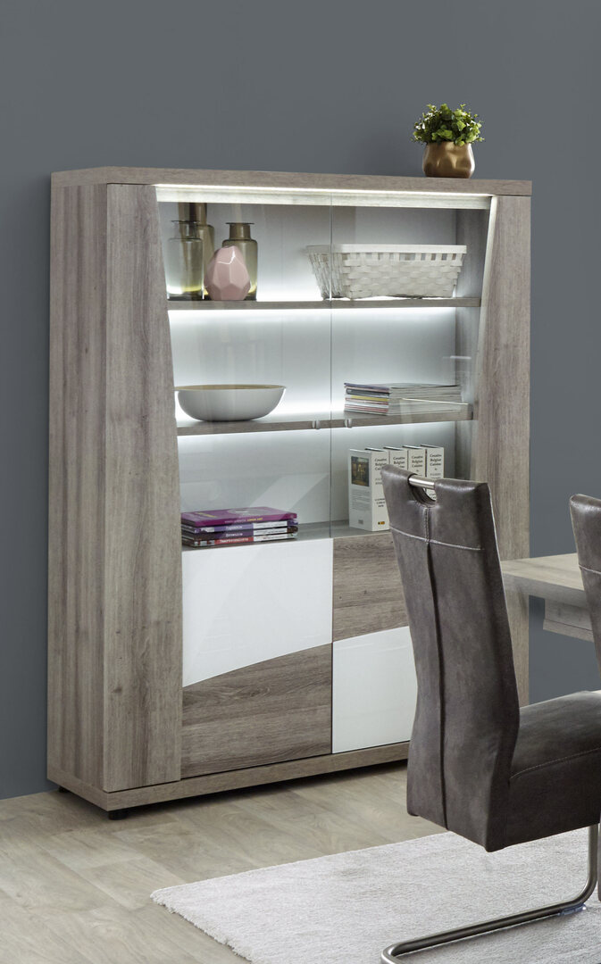 Vaisselier/argentier moderne chêne/blanc Saphir
