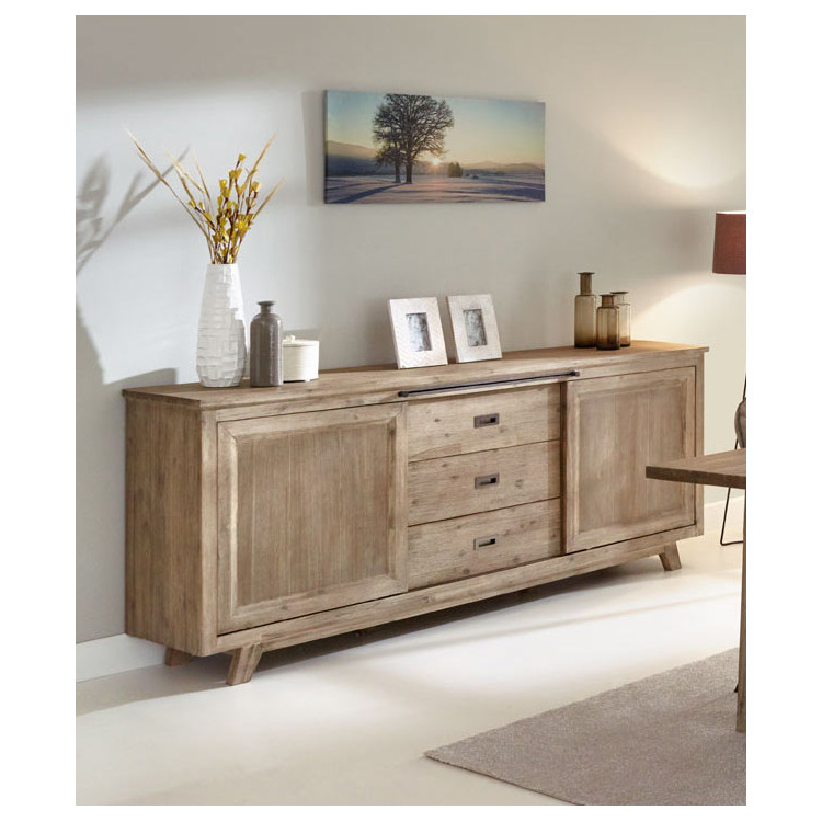 Buffet/bahut style nature en bois massif chêne clair Valerie