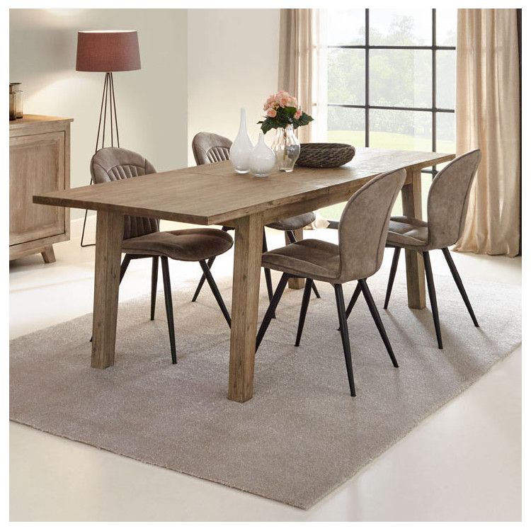 Table de salle à manger style nature en bois massif chêne clair Valerie