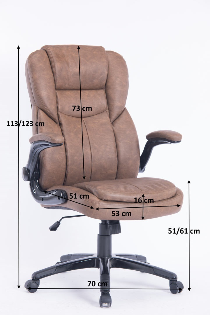 Fauteuil de bureau moderne en PU brun Gerald | Matelpro